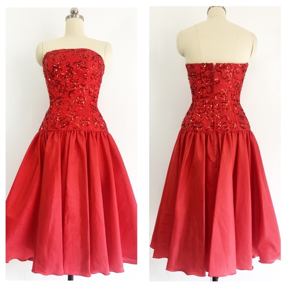 Vintage | Dresses | Vintage Mike Benet Tafetta Sequined Evening Gown ...